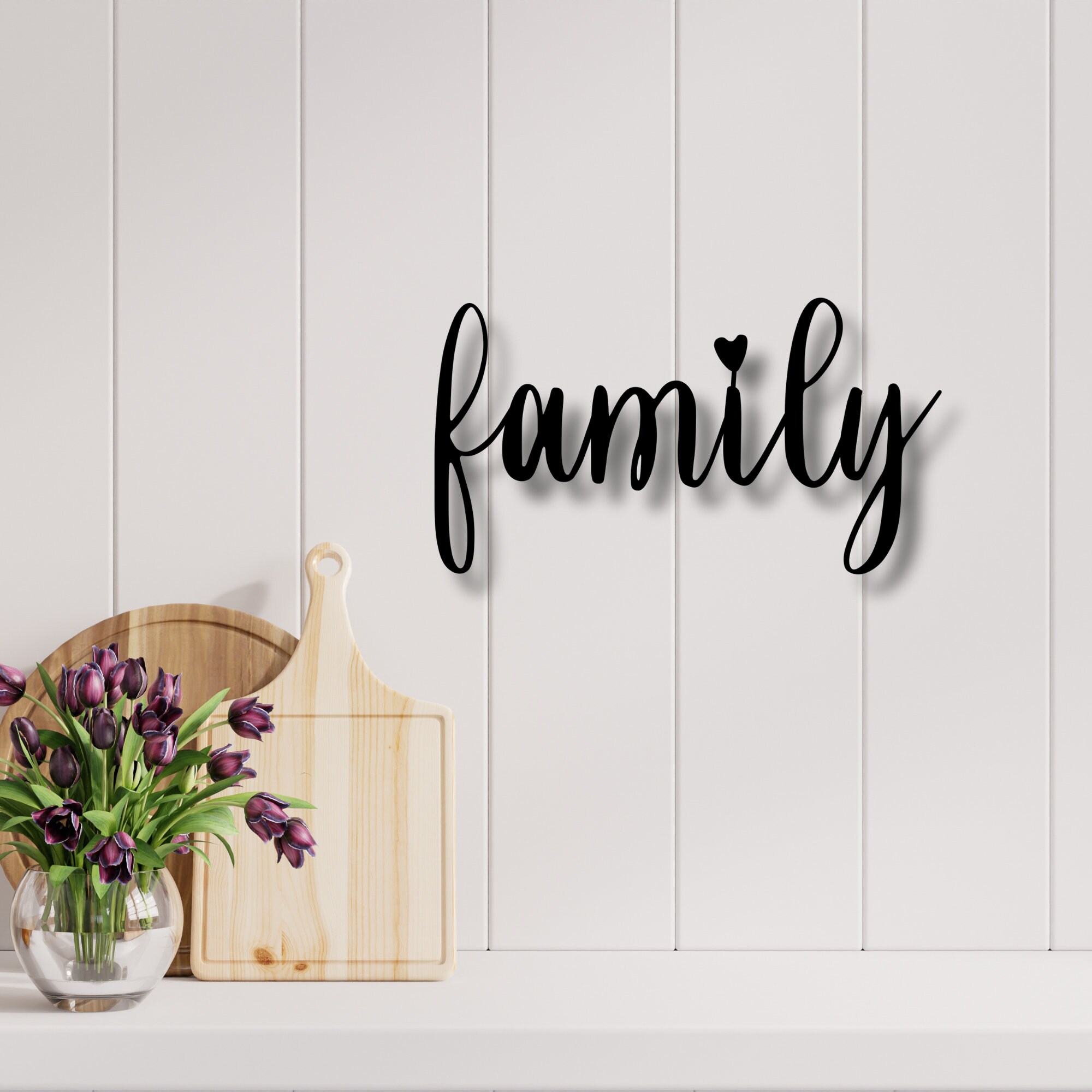 Family Sign,custom Metal Words,script Font,large Metal Wall Art,metal ...