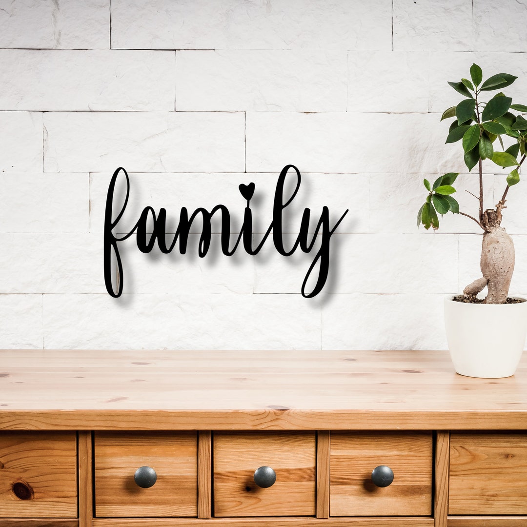 Family Sign,custom Metal Words,script Font,large Metal Wall Art,metal ...