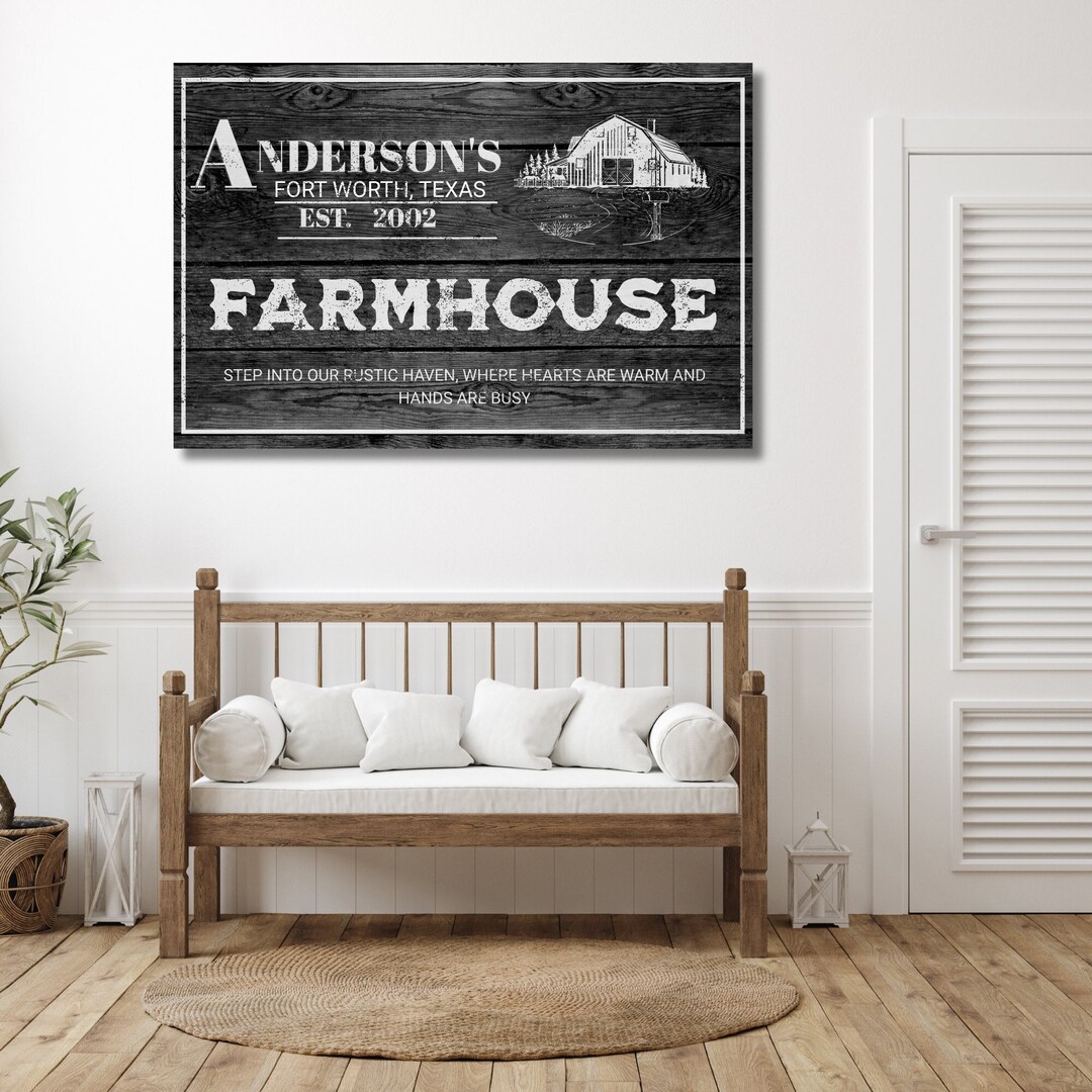 Farmhouse Sign Rustic Farm Wall Art Decor Family Last Name Farm Sign ...