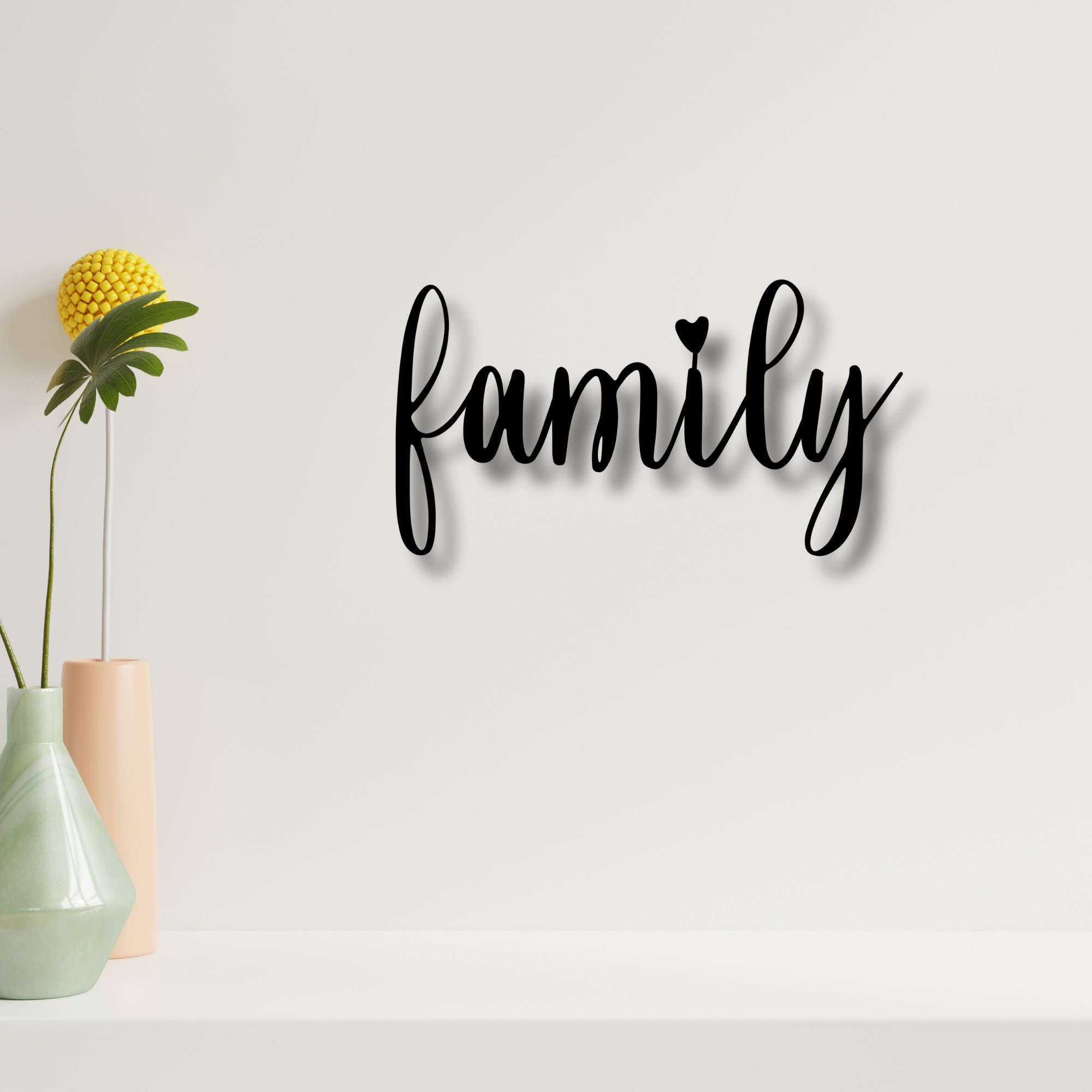 Family Sign,custom Metal Words,script Font,large Metal Wall Art,metal ...