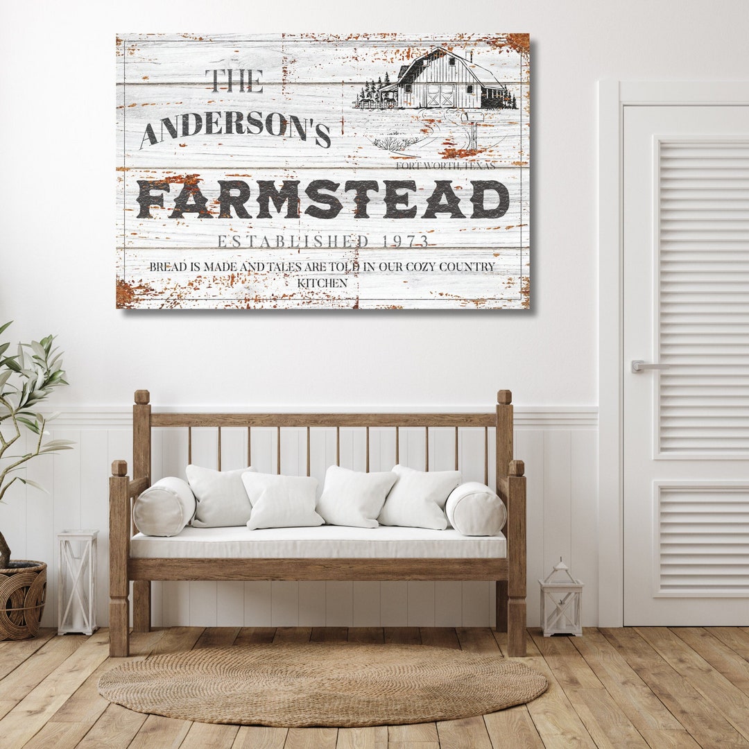 Farmhouse Sign Rustic Farm Wall Art Decor Family Last Name Farm Sign ...