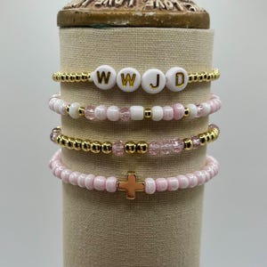 14k Gold and Pink WWJD Stack - Etsy