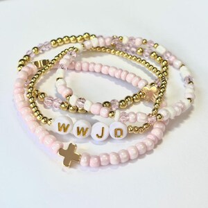 14k Gold and Pink WWJD Stack - Etsy