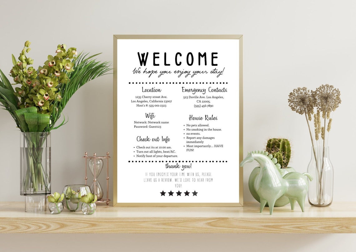 Airbnb Welcome Sign Bundle Airbnb Custom Sign Airbnb Guidebook Social ...