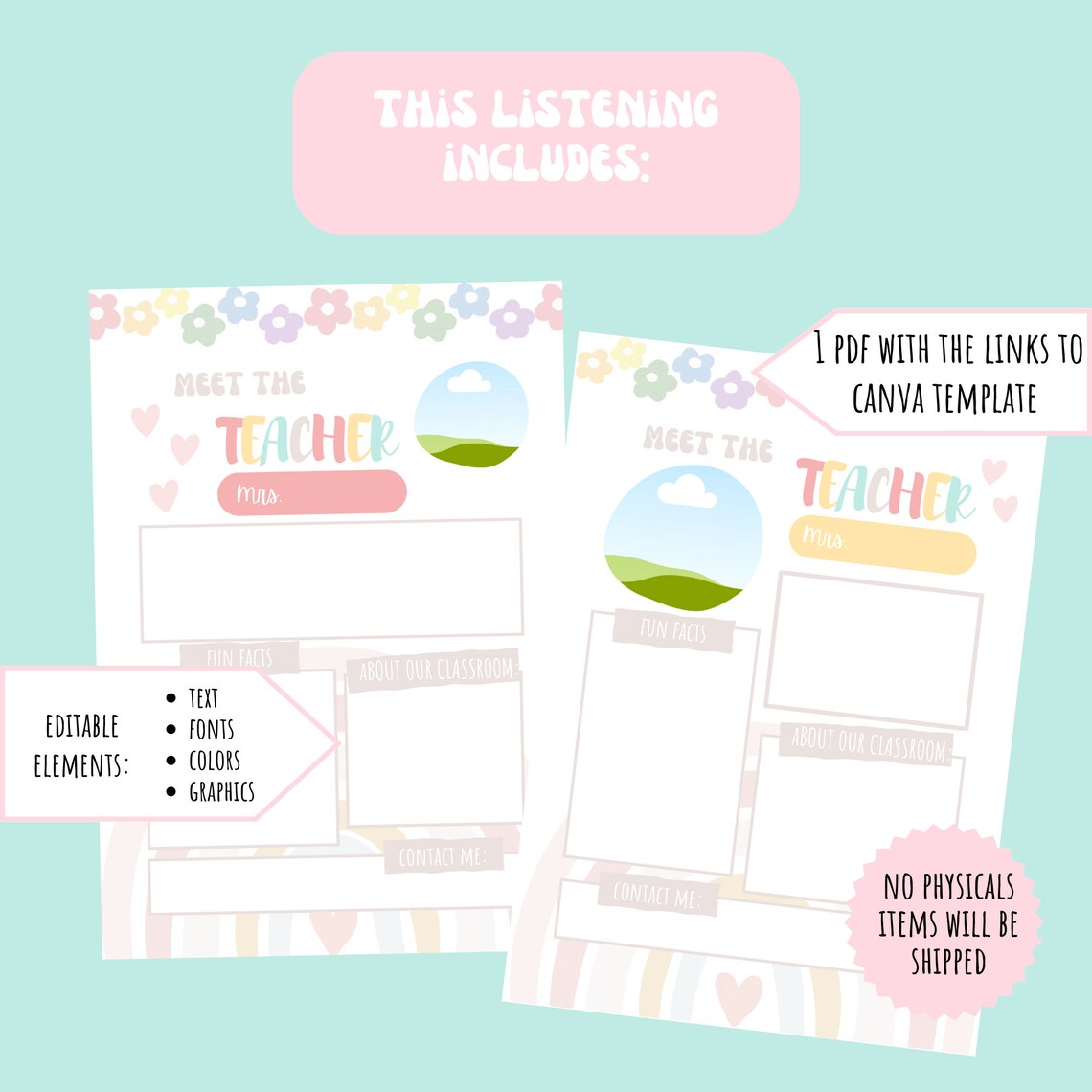 Meet the Teacher Editable Template Canva Template Instant Download ...
