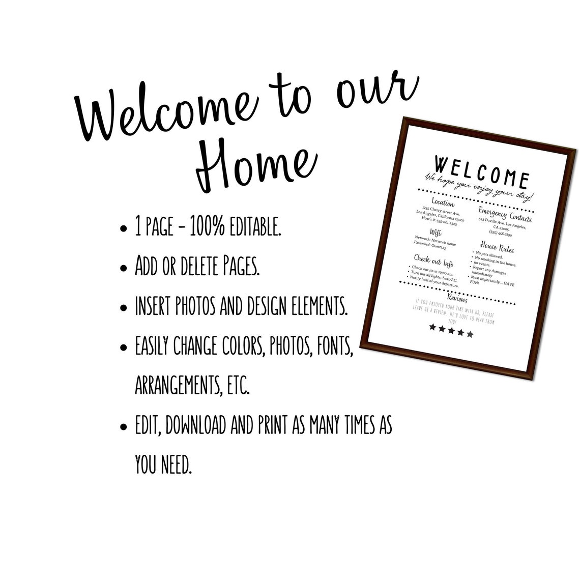 Airbnb Welcome Sign Bundle Airbnb Custom Sign Airbnb Guidebook Social ...