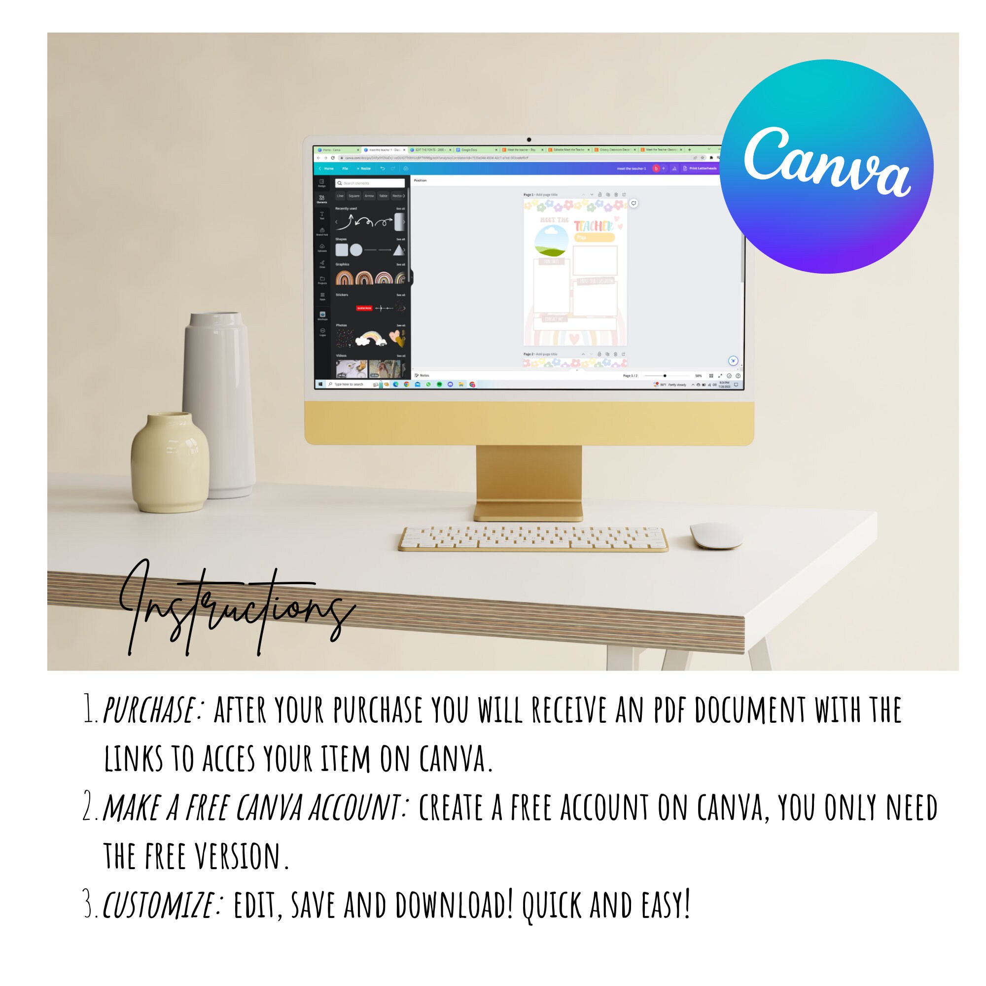 Meet the Teacher Editable Template Canva Template Instant Download ...