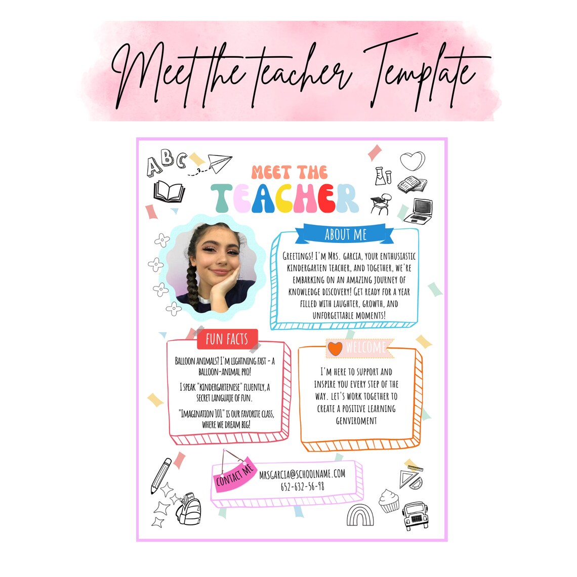 Meet the Teacher Editable Canva Template, Teacher Introduction Template ...
