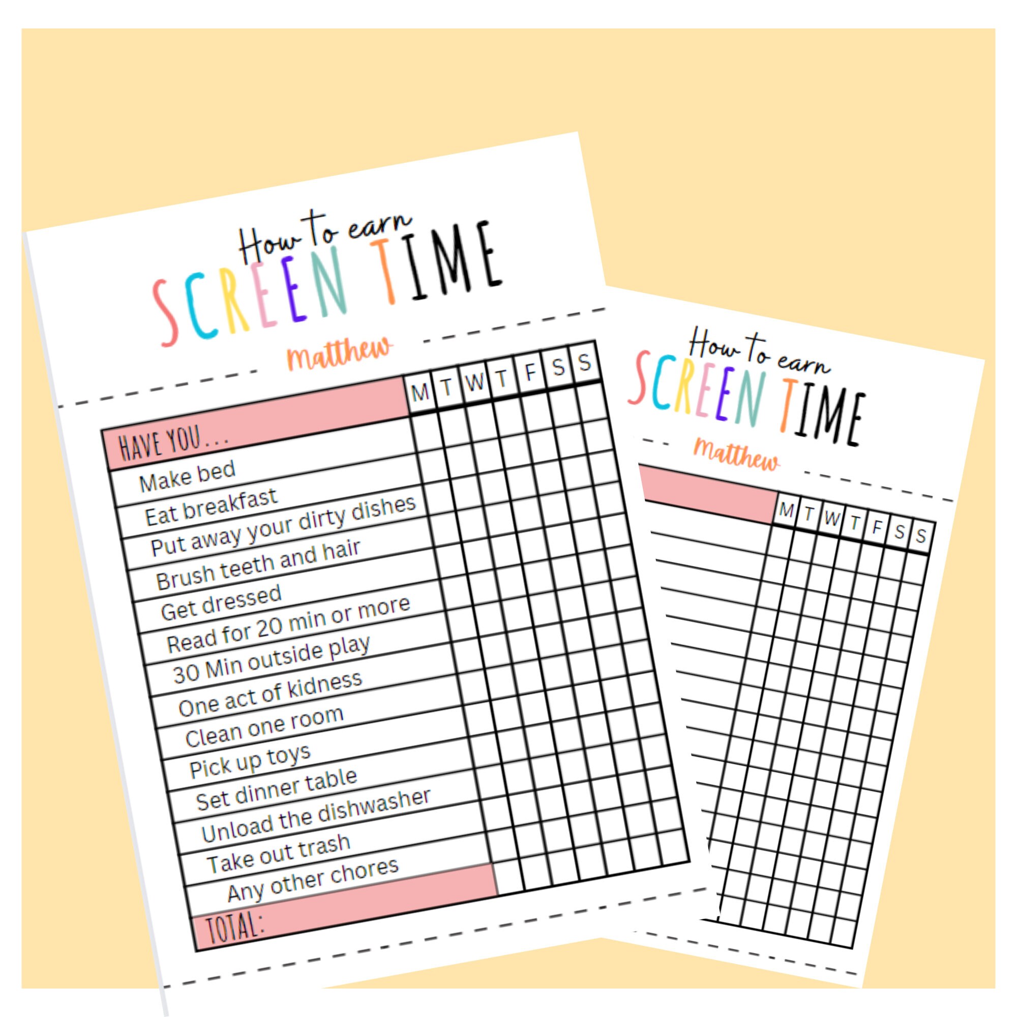 Editable Screen Time Checklist With Canva, Before Screen Time, Earn ...