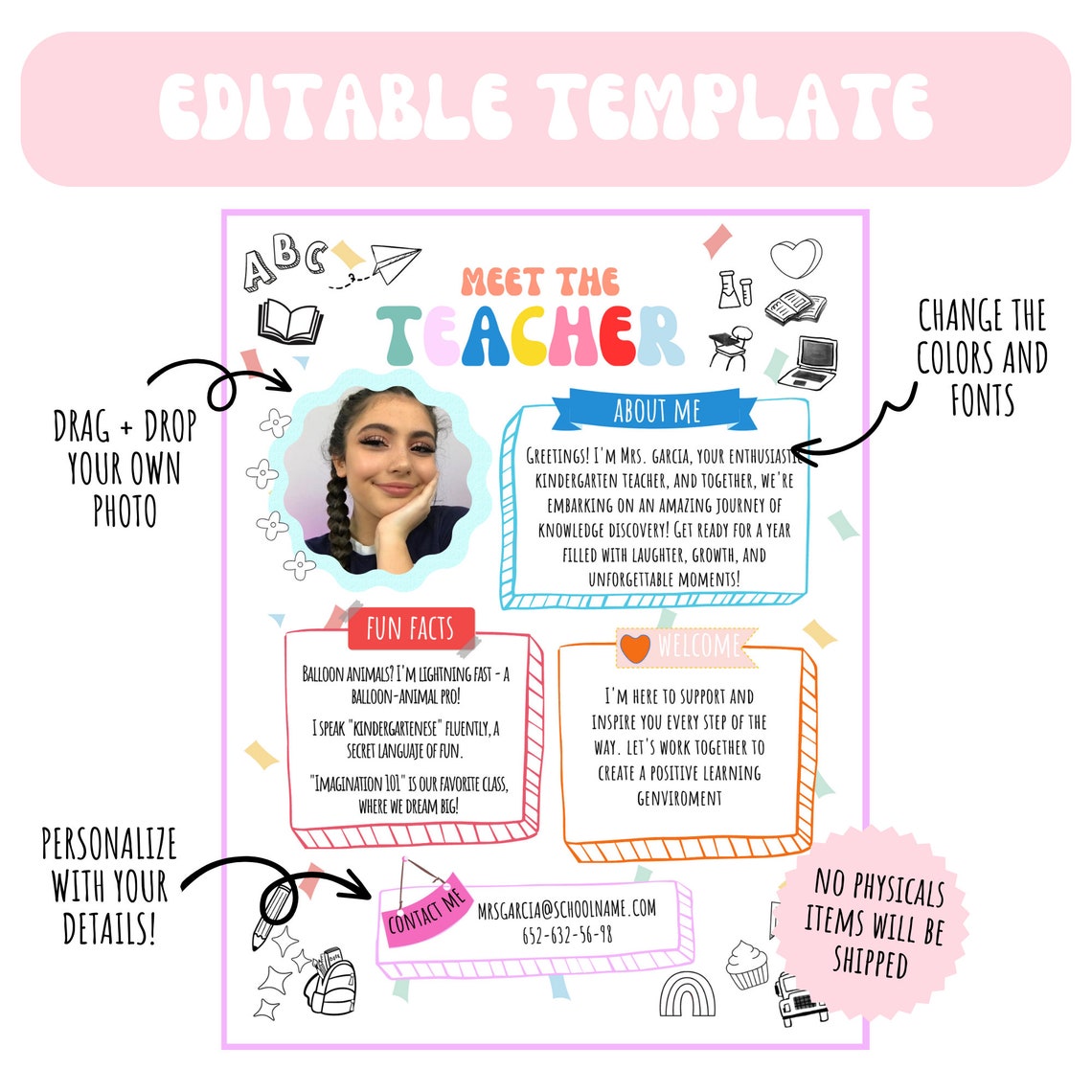 Meet the Teacher Editable Canva Template, Teacher Introduction Template ...