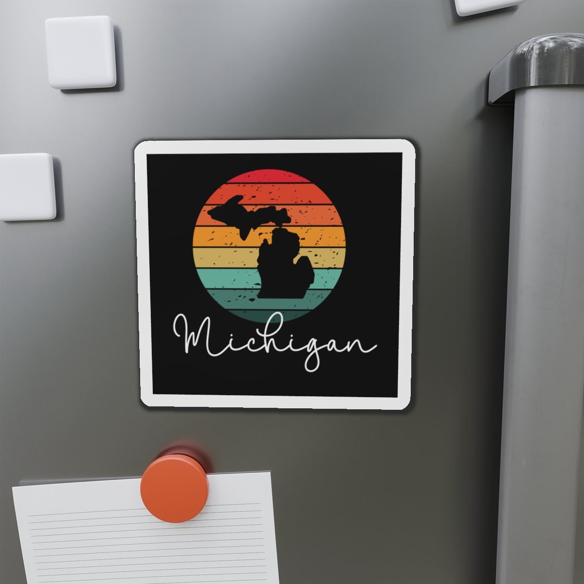 Retro Die-cut Michigan Silhouette Magnets Customizable for Other States ...