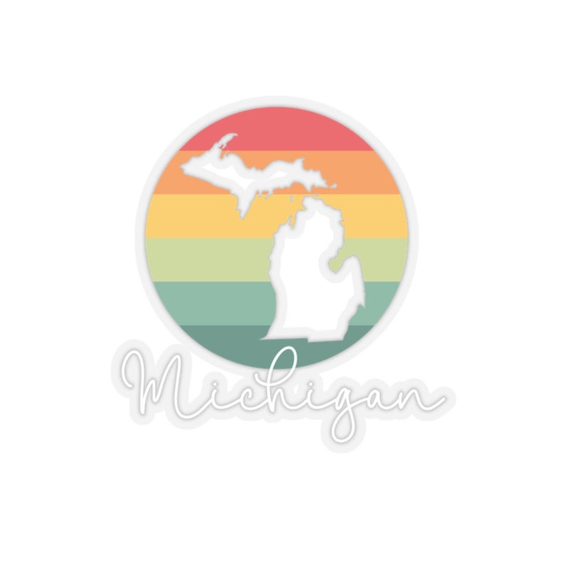 Kiss-cut Retro Michigan Stickers Customizable for Any State, Location ...