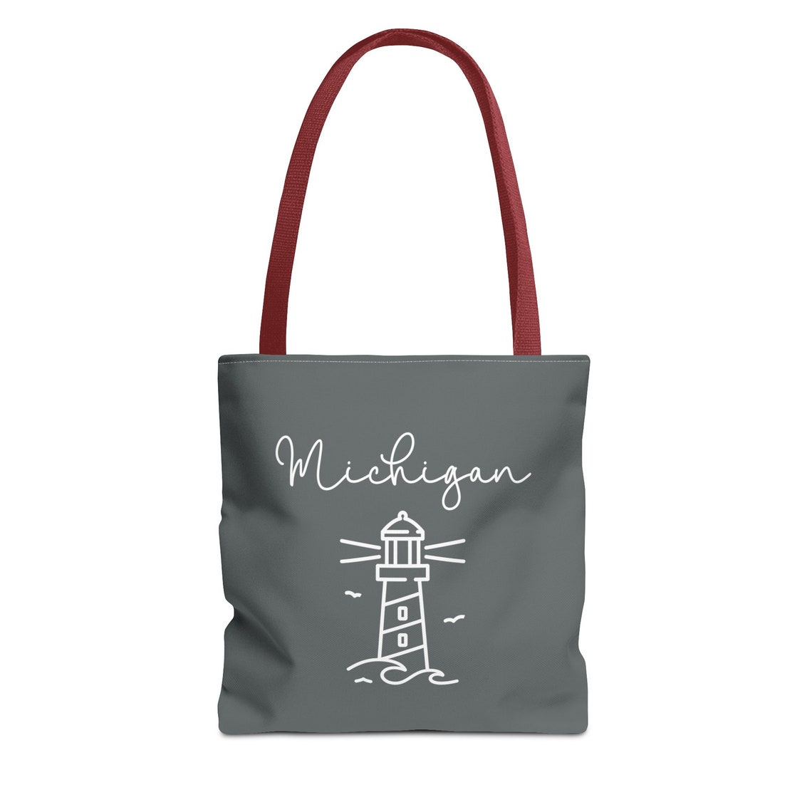Michigan Minimalist Style Lighthouse Outline Vacation Destination Tote ...
