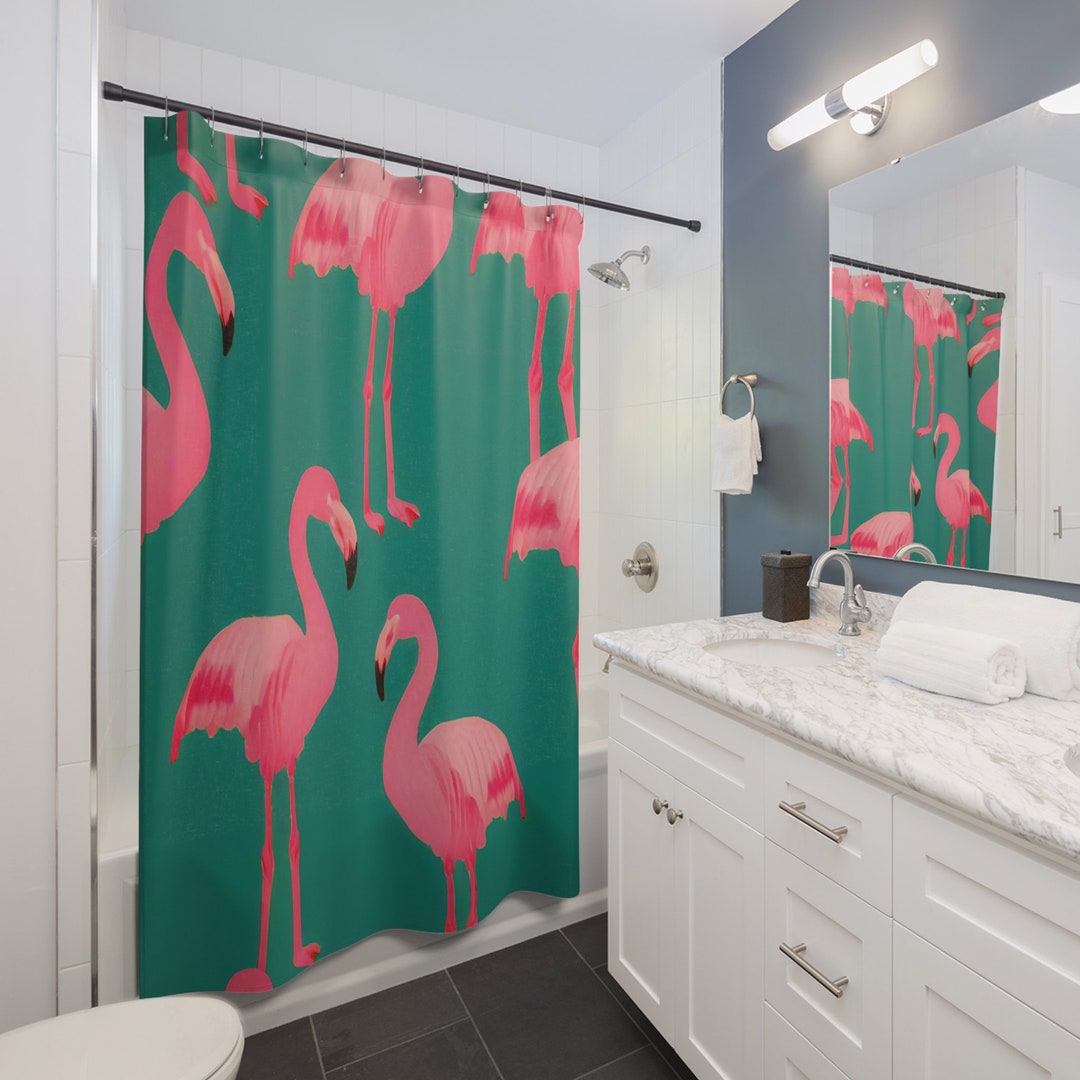 Pink Flamingo Shower Curtain - Etsy