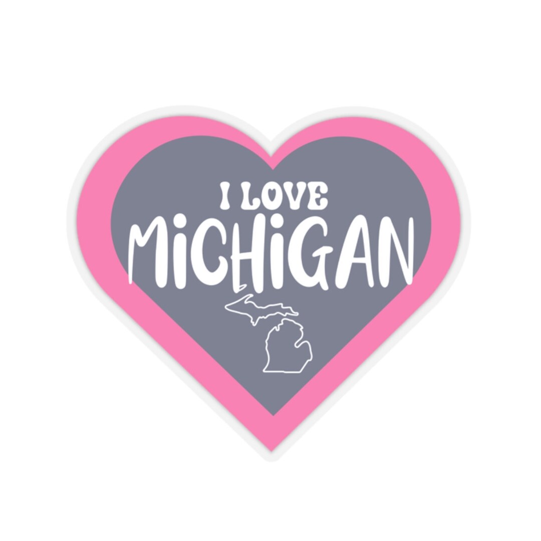 Kiss-cut I Love Michigan Stickers Customizable for Any State, Location ...