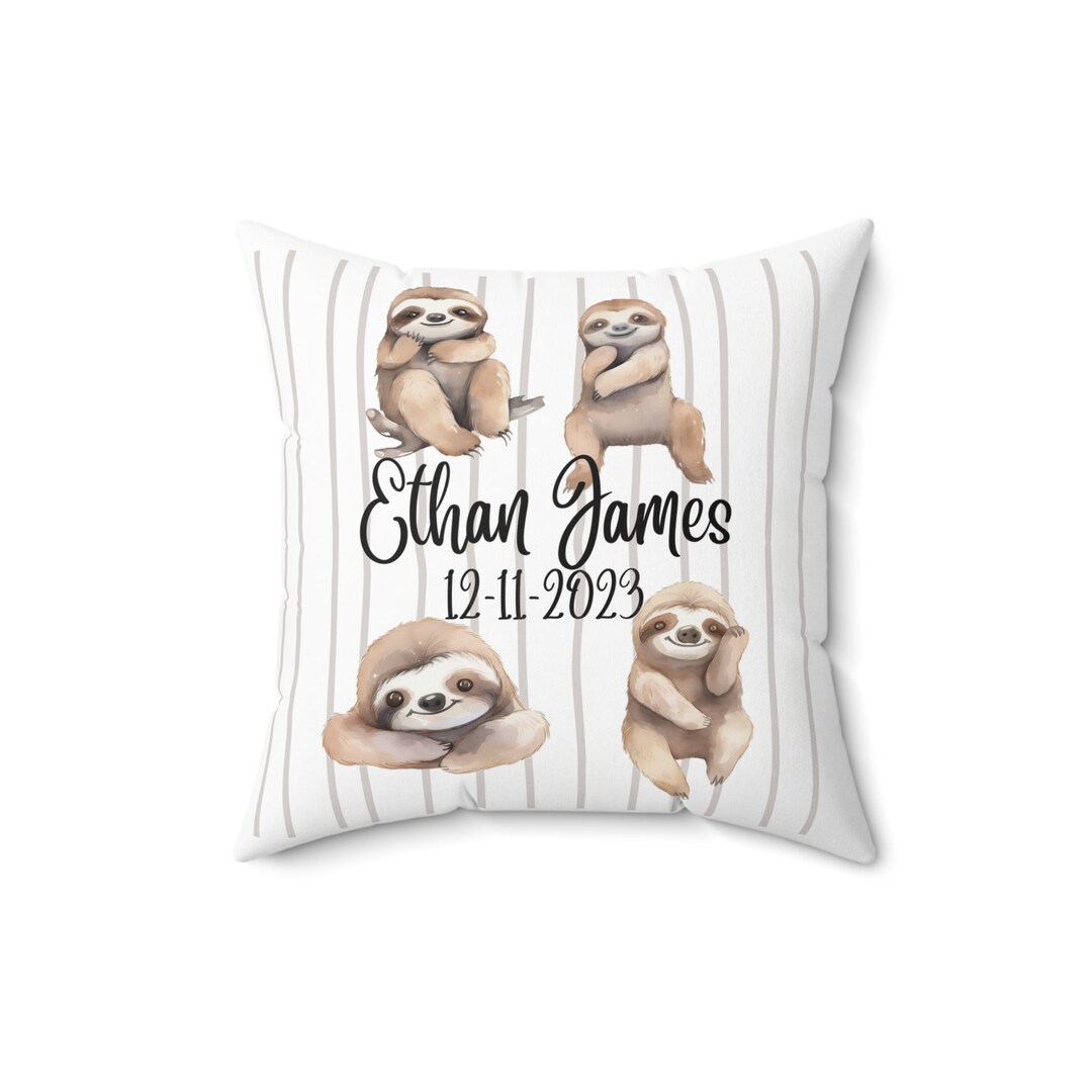 Personalized Square Sloth Pillow for Nursery Decor Sloth Nursery ...