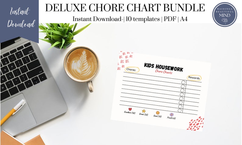Chore Chart Template Bundle, Home Organization, Household Chores, Kid ...