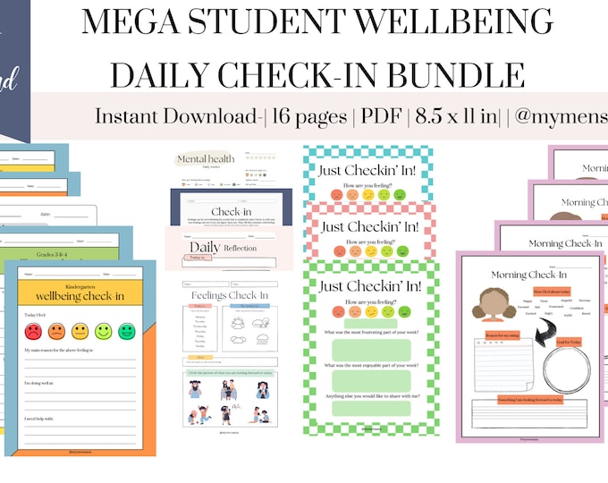 Student Wellbeing Check-in & Reflection Bundle (visuals, Emojis ...