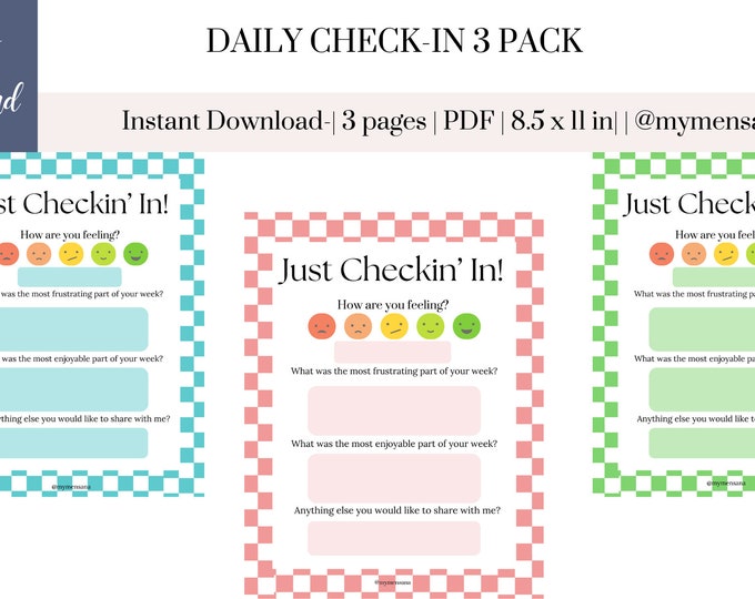 Feelings Check in Poster, Mental Health Poster, Self Care Poster, Daily ...