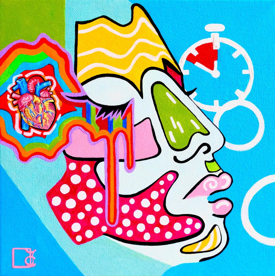 Time's Up: Vibrant Acrylic Pop-art Painting of a Sad Woman With an ...