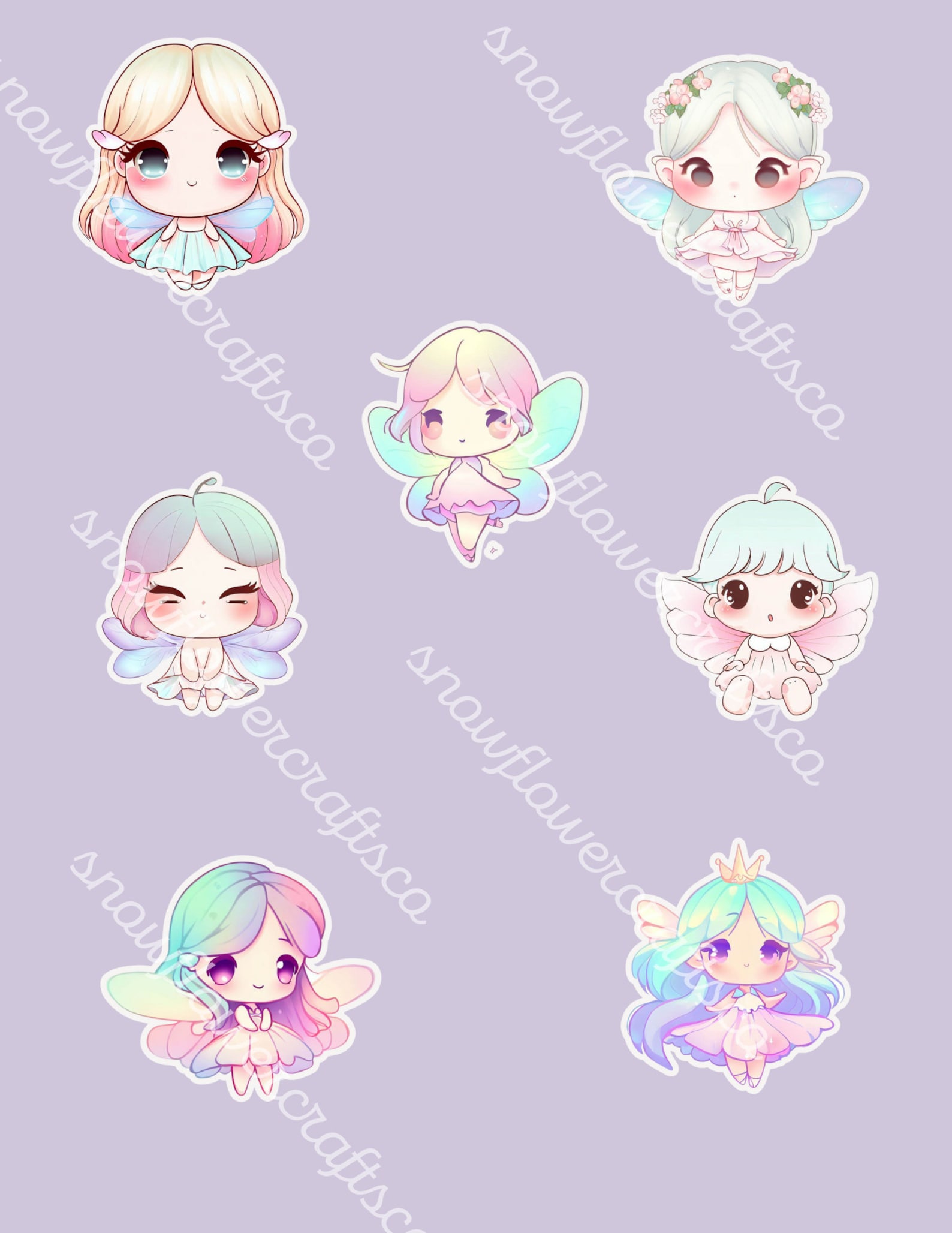 Chibi Fairies Stickers - Digital Download Stickers - Cute Kawaii Clip ...
