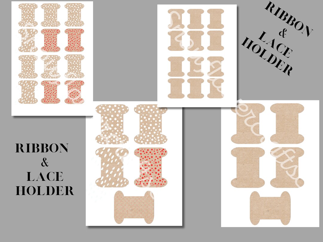 Digital Ribbon and Lace Holder, Printable Kit, Bobbin, Junk Journal ...