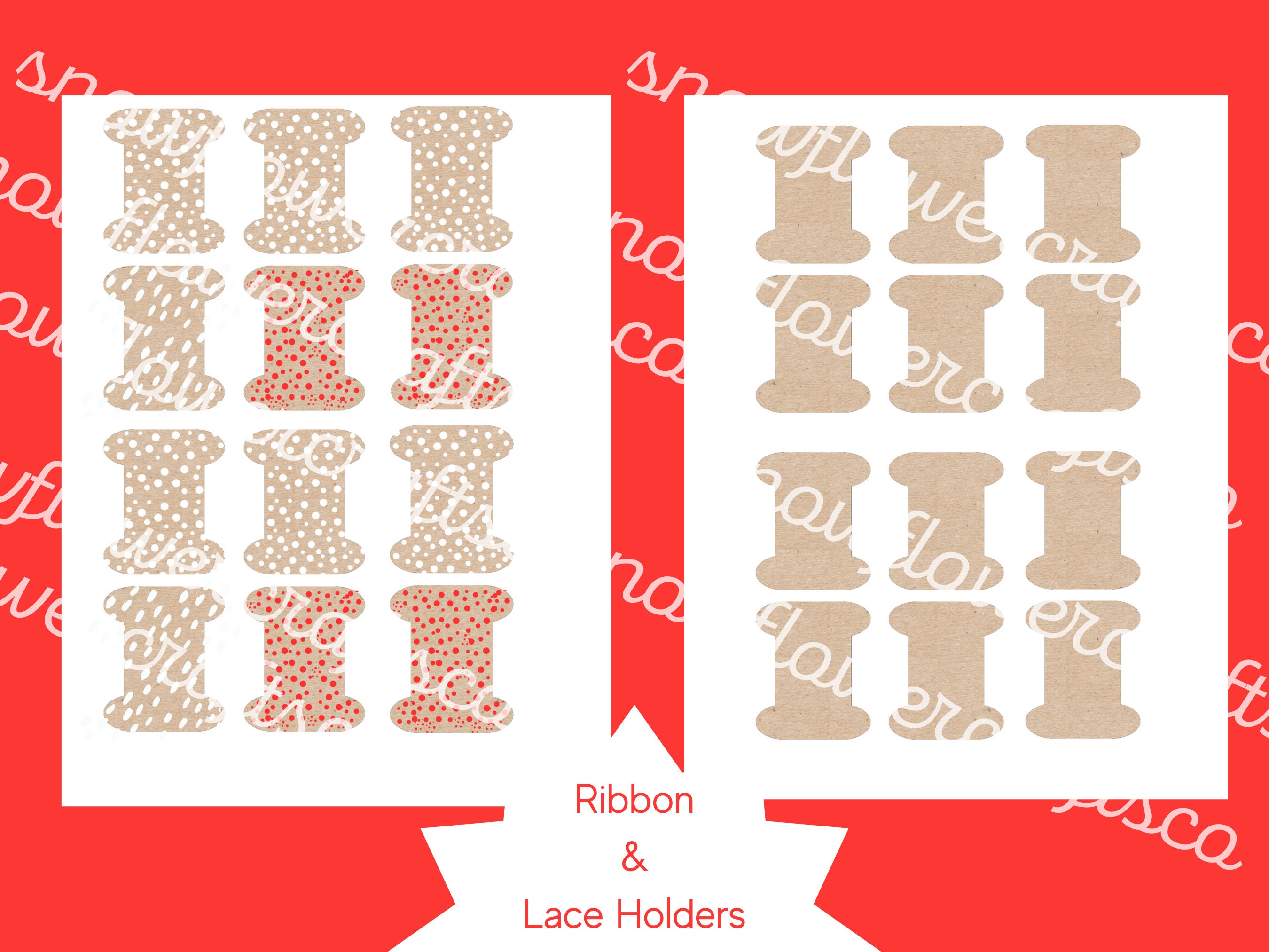 Digital Ribbon and Lace Holder, Printable Kit, Bobbin, Junk Journal ...