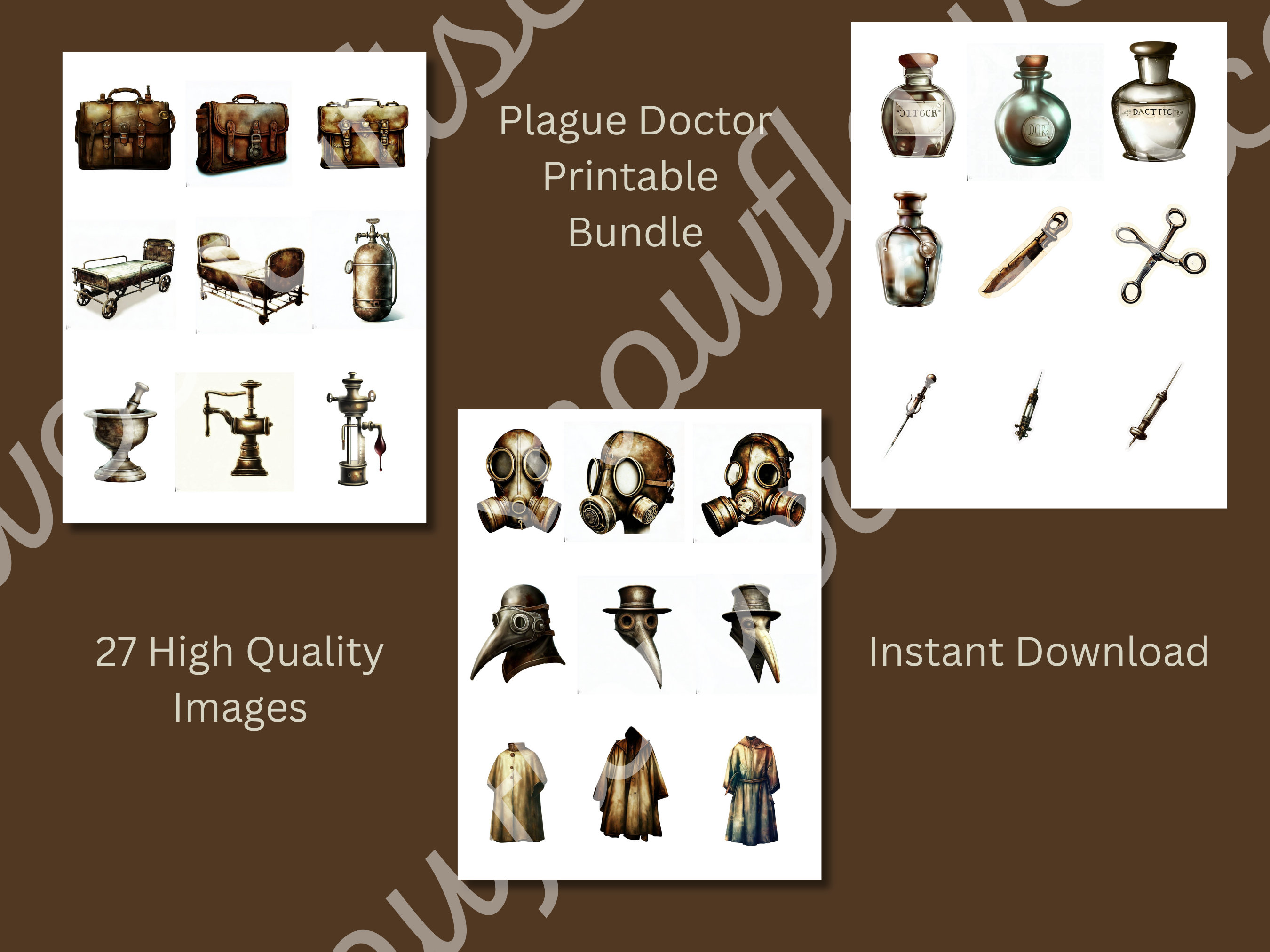 Plague Doctor Bundle, Printable Digital Download , Images for Junk ...