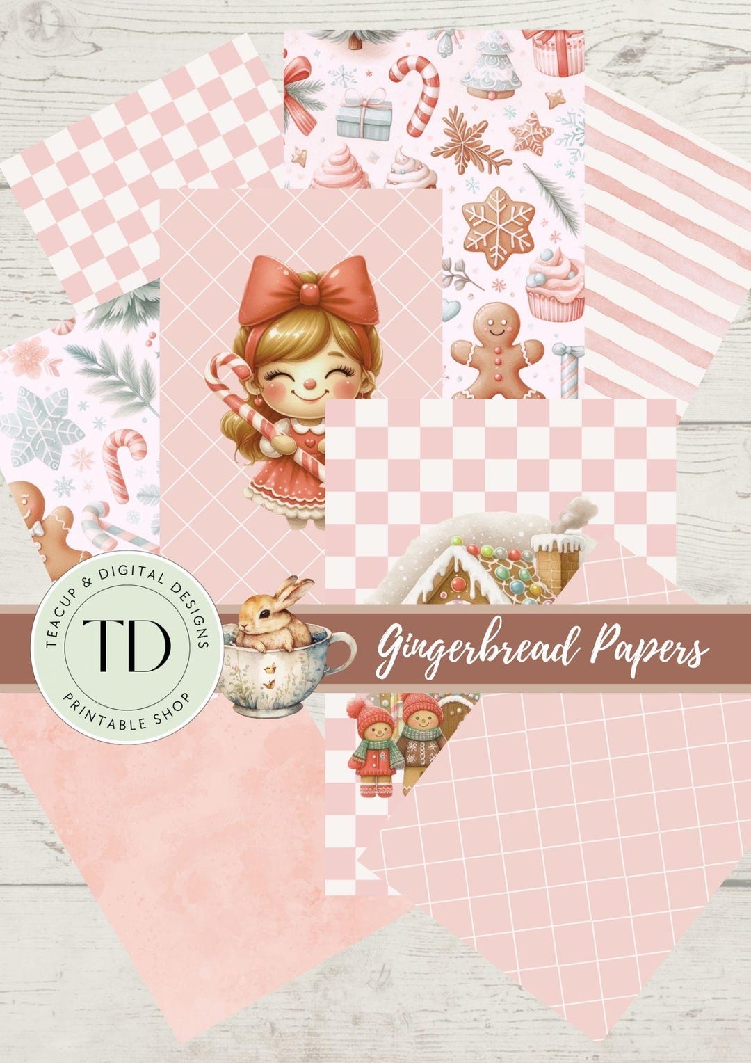 Gingerbread Papers Christmas Digital Junk Journal Gingerbread Holiday ...