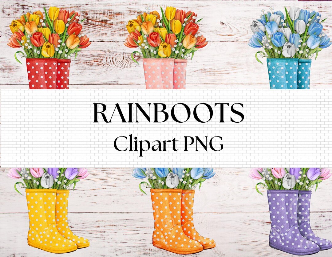 Rainboots With Flowers Clipart: Spring PNG (digital Download) - Etsy