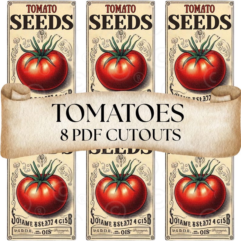 Vintage Tomato Seed Packet Printables: Farmhouse Kitchen Decor (digital ...