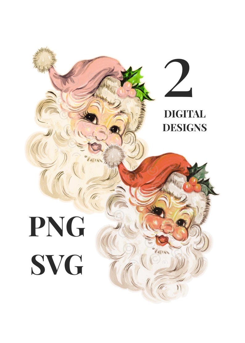 Santa SVG and PNG | Santa Claus Clip Art | Holiday SVG | Vintage Santa ...