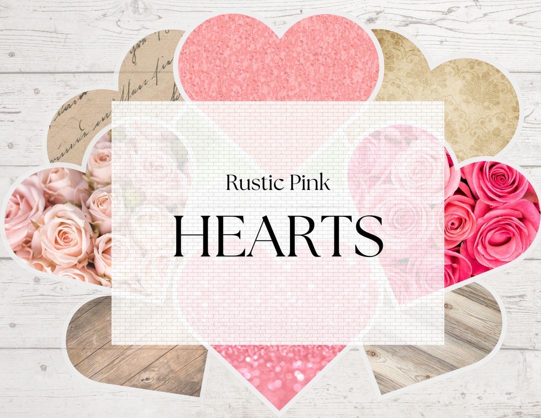 Rustic Pink Heart Ephemera – 21 Digital Cutouts for Junk Journals ...