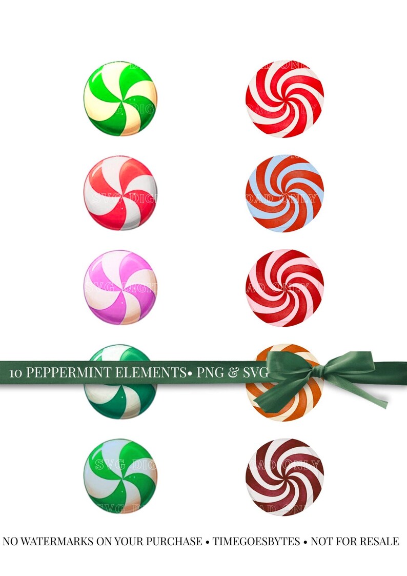Peppermint Candy Clipart Bundle: Christmas PNG & SVG Elements - Etsy