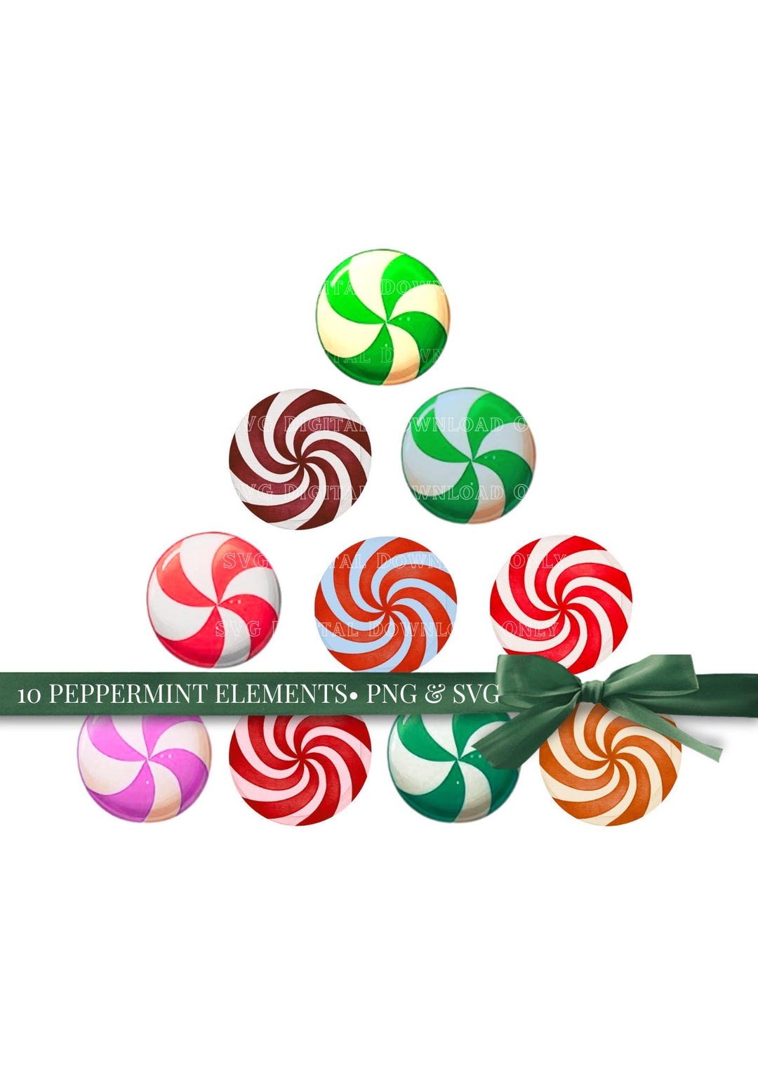 Peppermint Candy Clipart Bundle: Christmas PNG & SVG Elements - Etsy