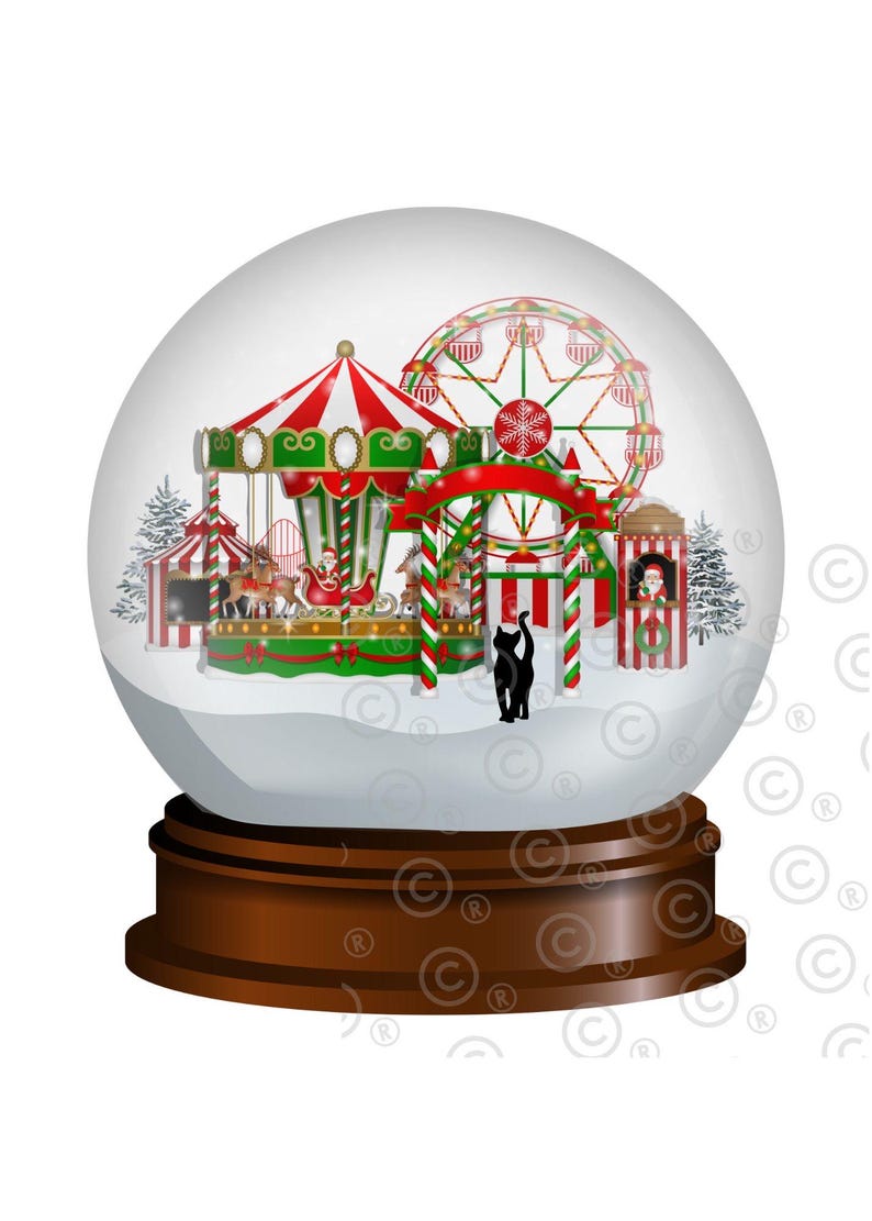 Snowglobe Carousel Black Cat SVG | Vector Cricut | Christmas Carousel Clip Art | Snowglobe World ...