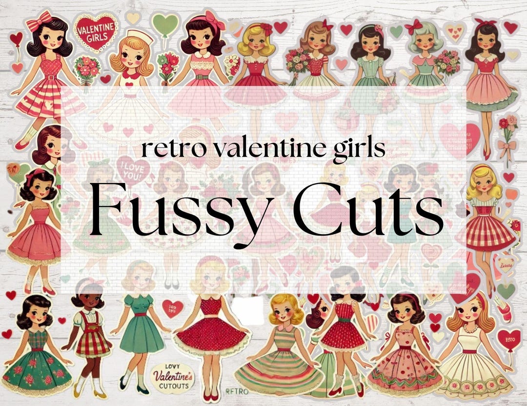 41 Retro Girls Fussy Cuts PDF, Retro Cutouts, Love Ephemera, Retro ...