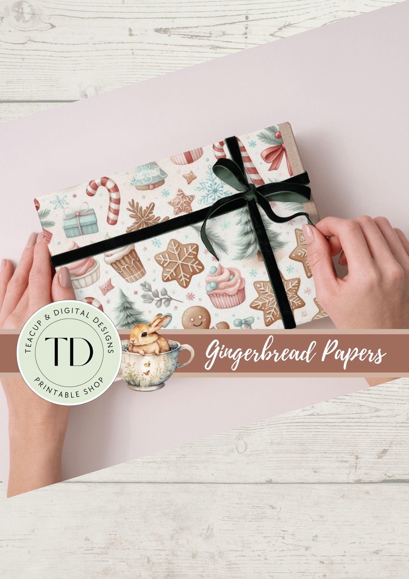 Gingerbread Papers Christmas Digital Junk Journal Gingerbread Holiday ...