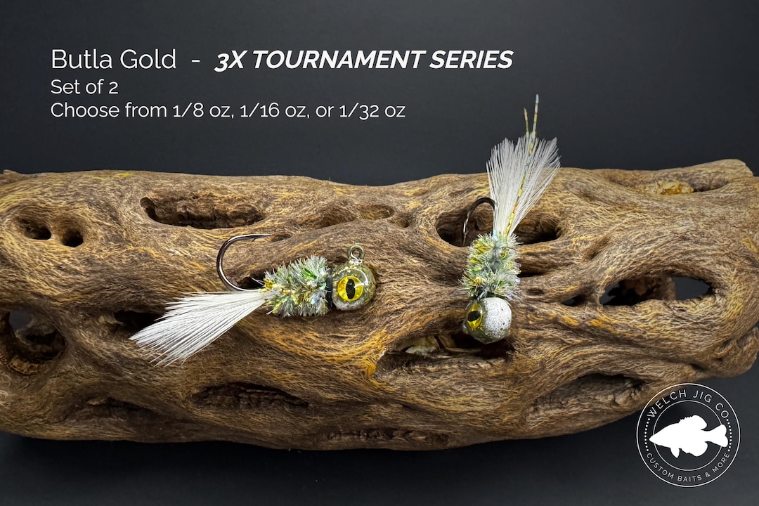 3X Tournament Series: Butla Gold Crappie Jigs With Hackle Tail - Etsy