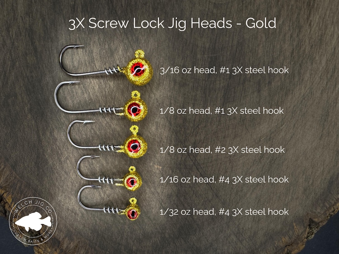 3X Screw Lock Jig Heads - Gold - Etsy