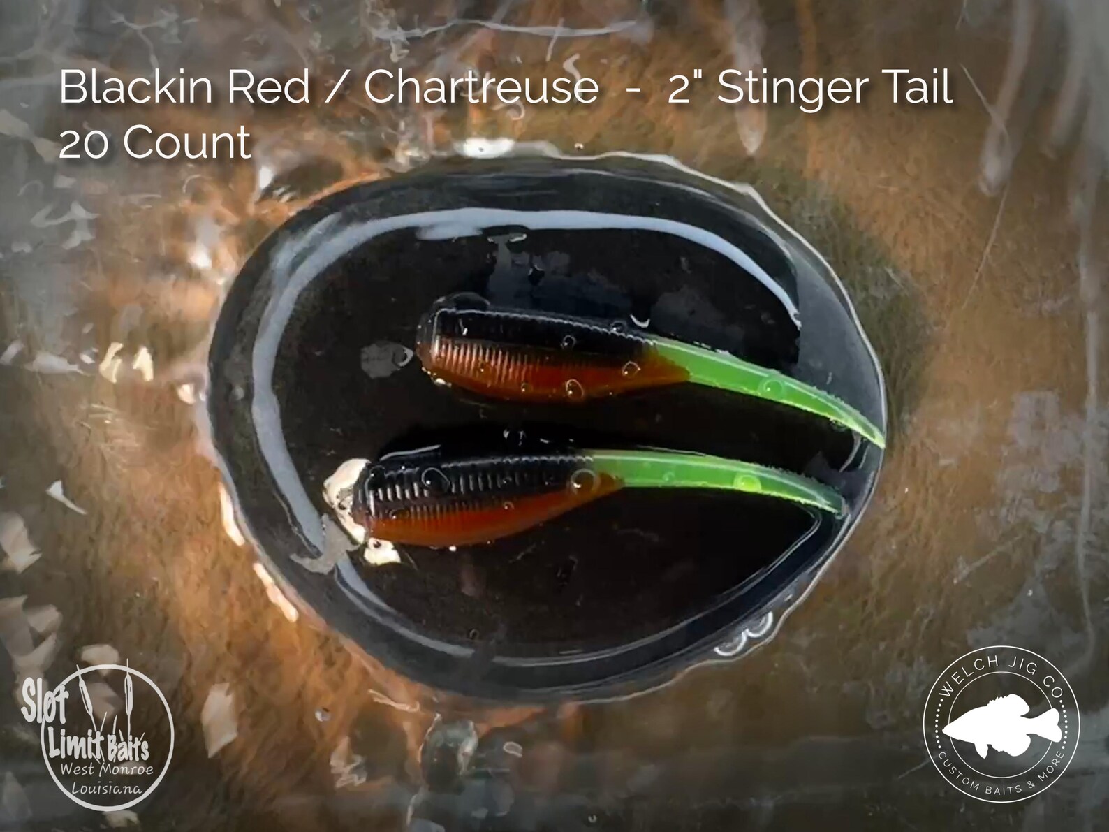 Soft Plastic: 2" Stinger Tail Blackin Red/chartreuse Crappie Baits - Etsy