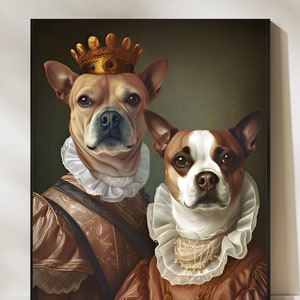 Custom 2-pet Royal Dog Portrait, Renaissance Dog Painting, Cat Portrait ...