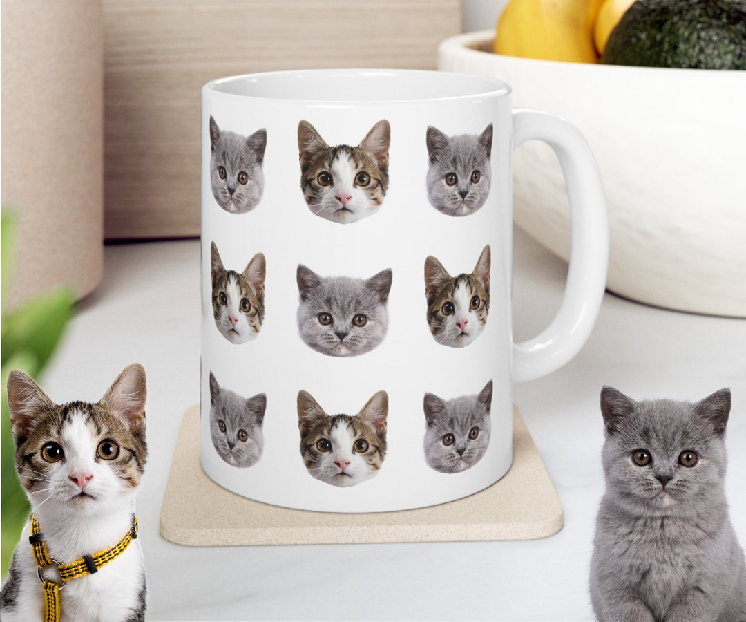 Personalized Cat Face Mug, Customized Cat Mug, Personalized Cat Photo ...