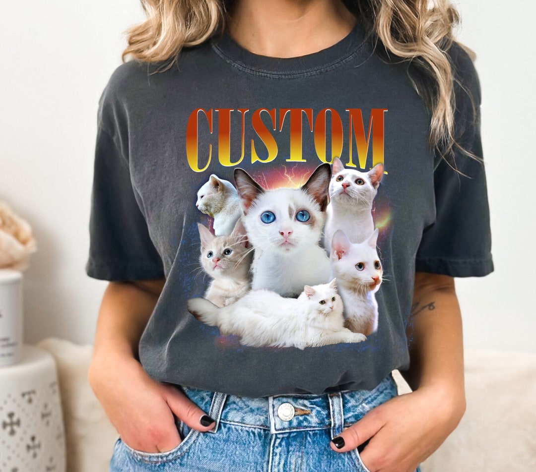 Custom Photo Vintage Graphic 90s Tshirt, Custom Cat Shirt, Retro ...