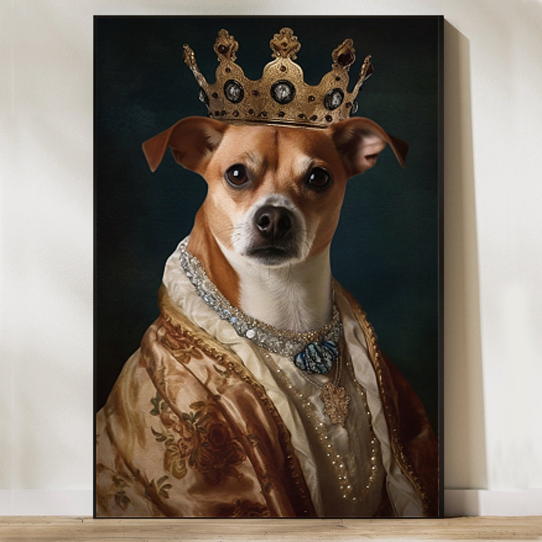 Custom Royal Pet Portrait, Renaissance Dog King or Queen Canvas - Etsy