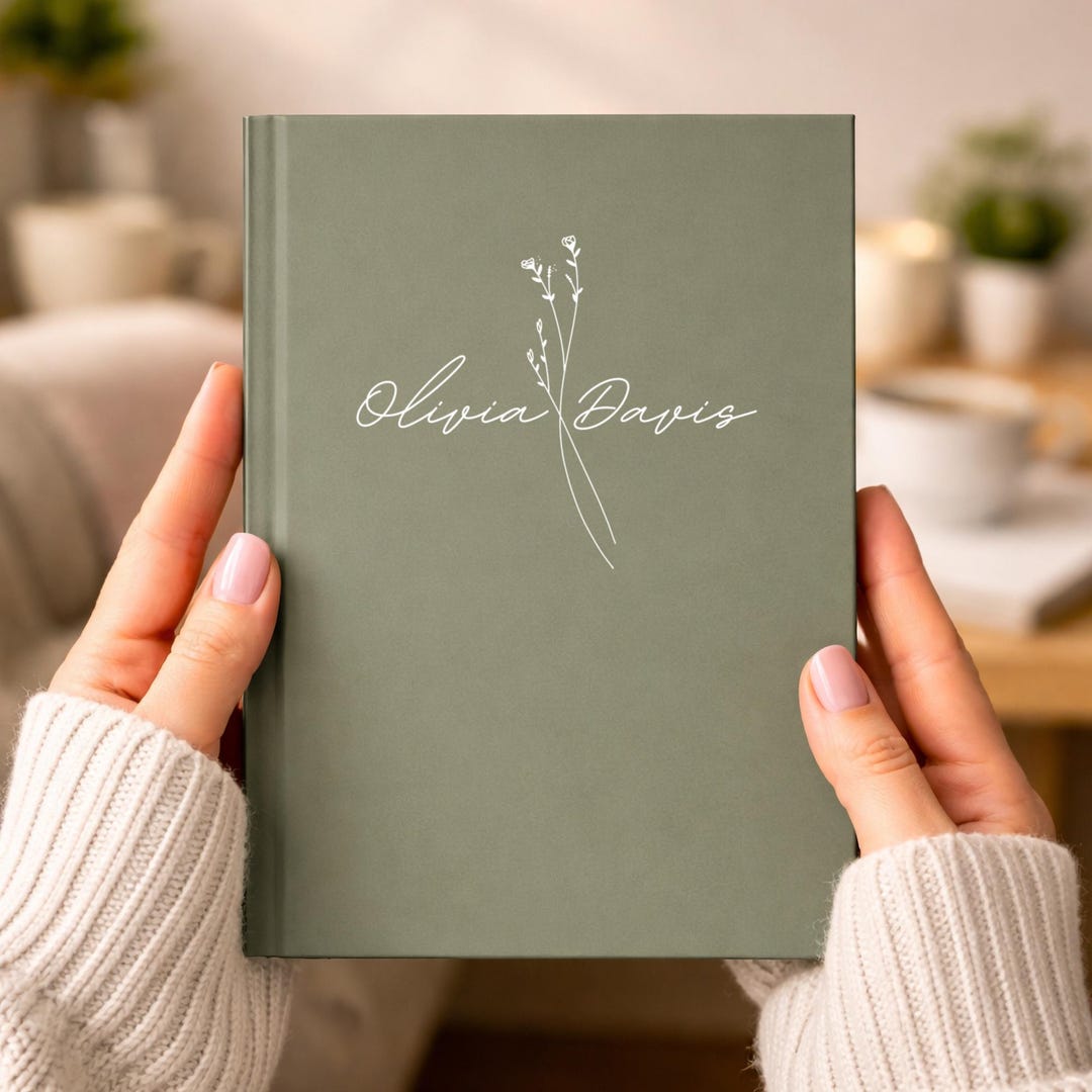 Personalized Hardcover Journal With Name, Custom Floral Notebook ...