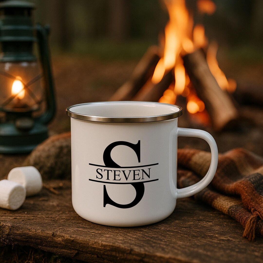 Personalized Name Coffee Mug, Custom Initial Cup, Enamel Mug ...
