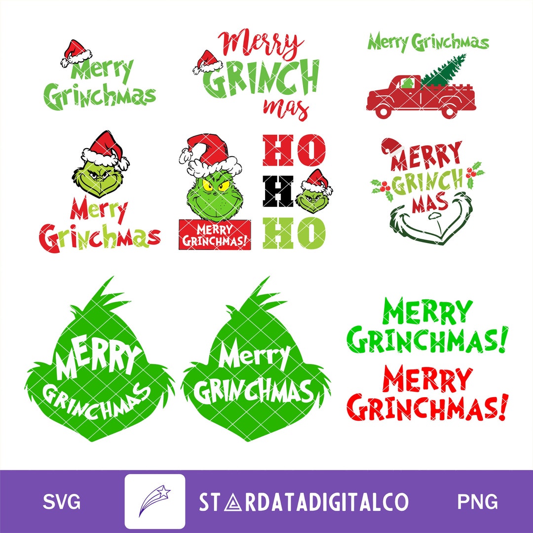 Gricnhmas Svg Bundle, Merry Christmas Svg Cut Files for Cricut, Digital ...