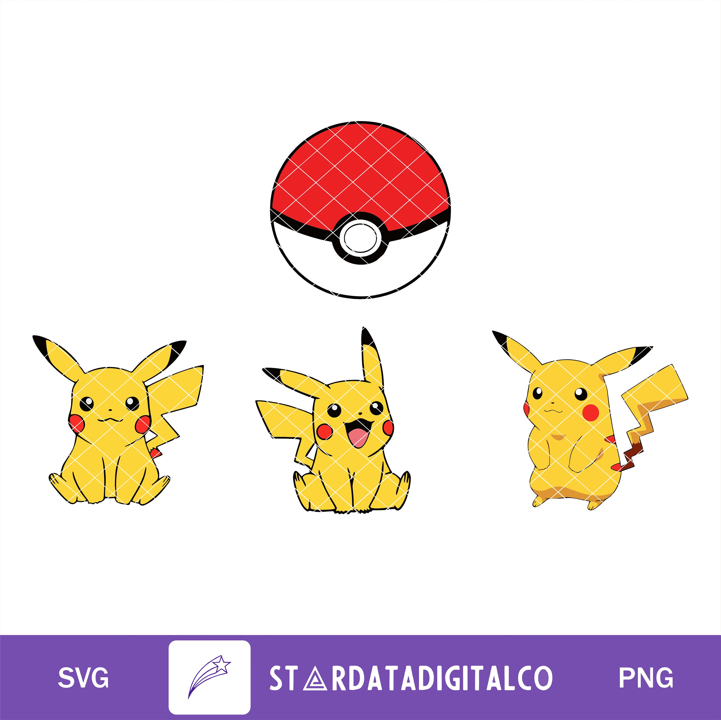 Pikachu Svg Pokemon, Pokemon Svg Bundle, Svg Pokeball, Dxf Pikachu ...