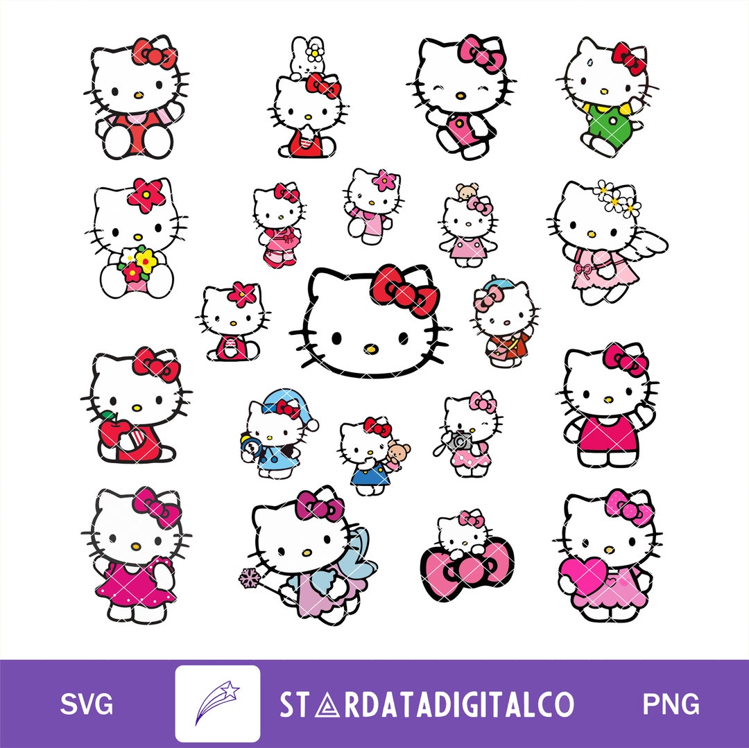 Kawaii Kitty Svg, Kawaii Kitty Svg Bundle, Cute Cat Svg, Kitty Svg ...